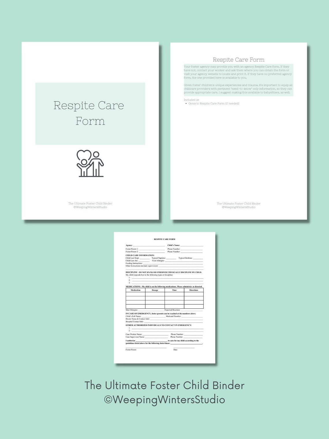 Foster Child Respite Care Form (digital Download) - Etsy