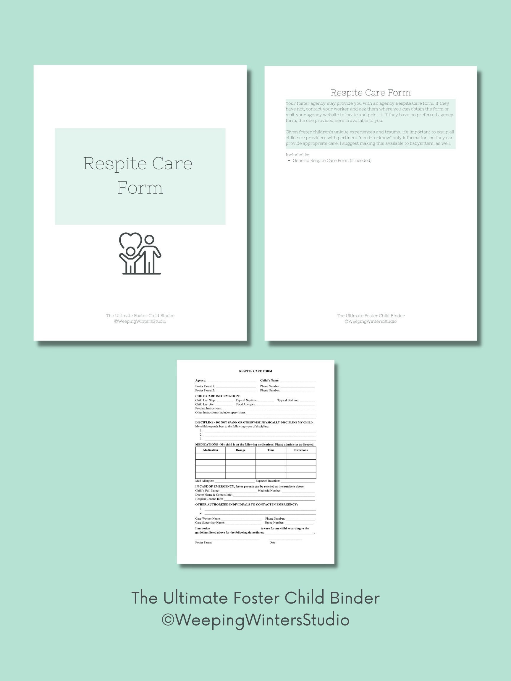 Foster Child Respite Care Form (digital Download) - Etsy