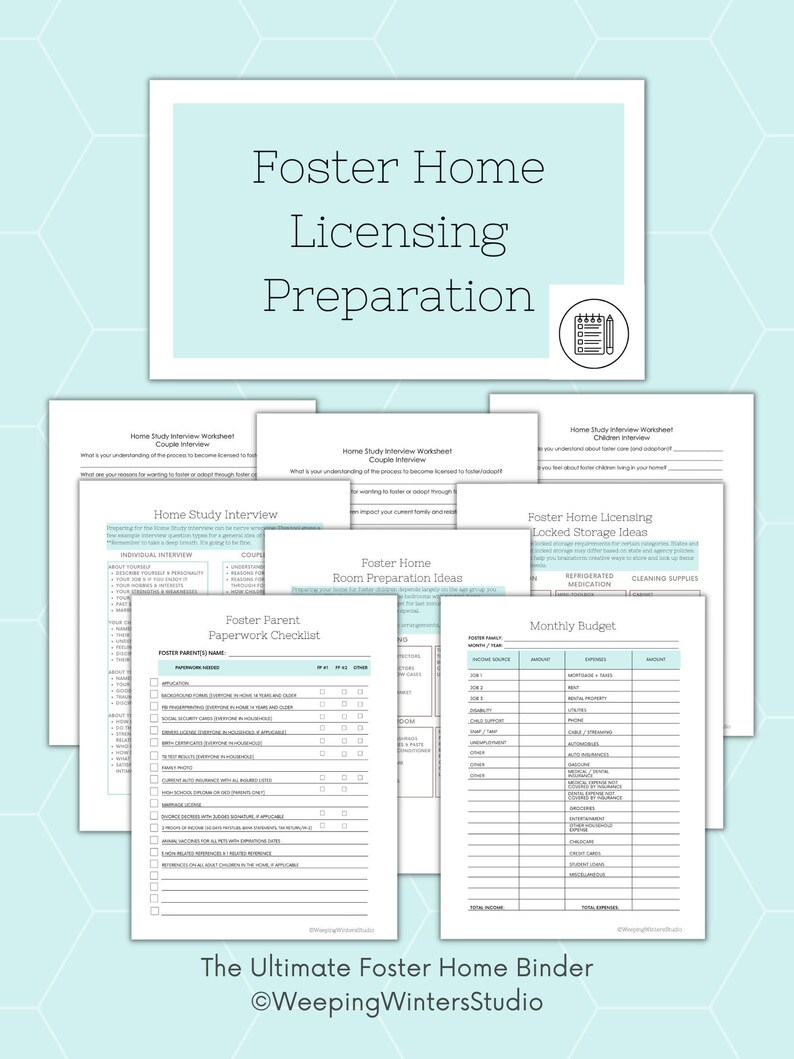 Foster Home Licensing Preparation BUNDLE / Checklists / Budgets / and ...