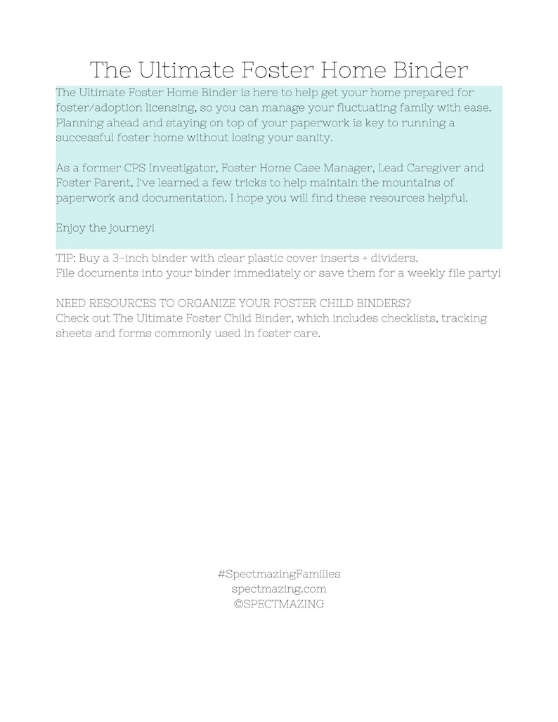 The Ultimate Foster Home Binder / BUNDLE Home Management / 27 Templates ...