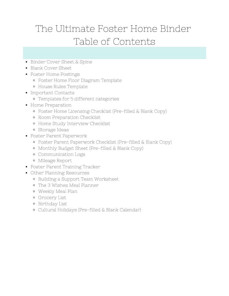 The Ultimate Foster Home Binder / BUNDLE Home Management / 27 Templates ...