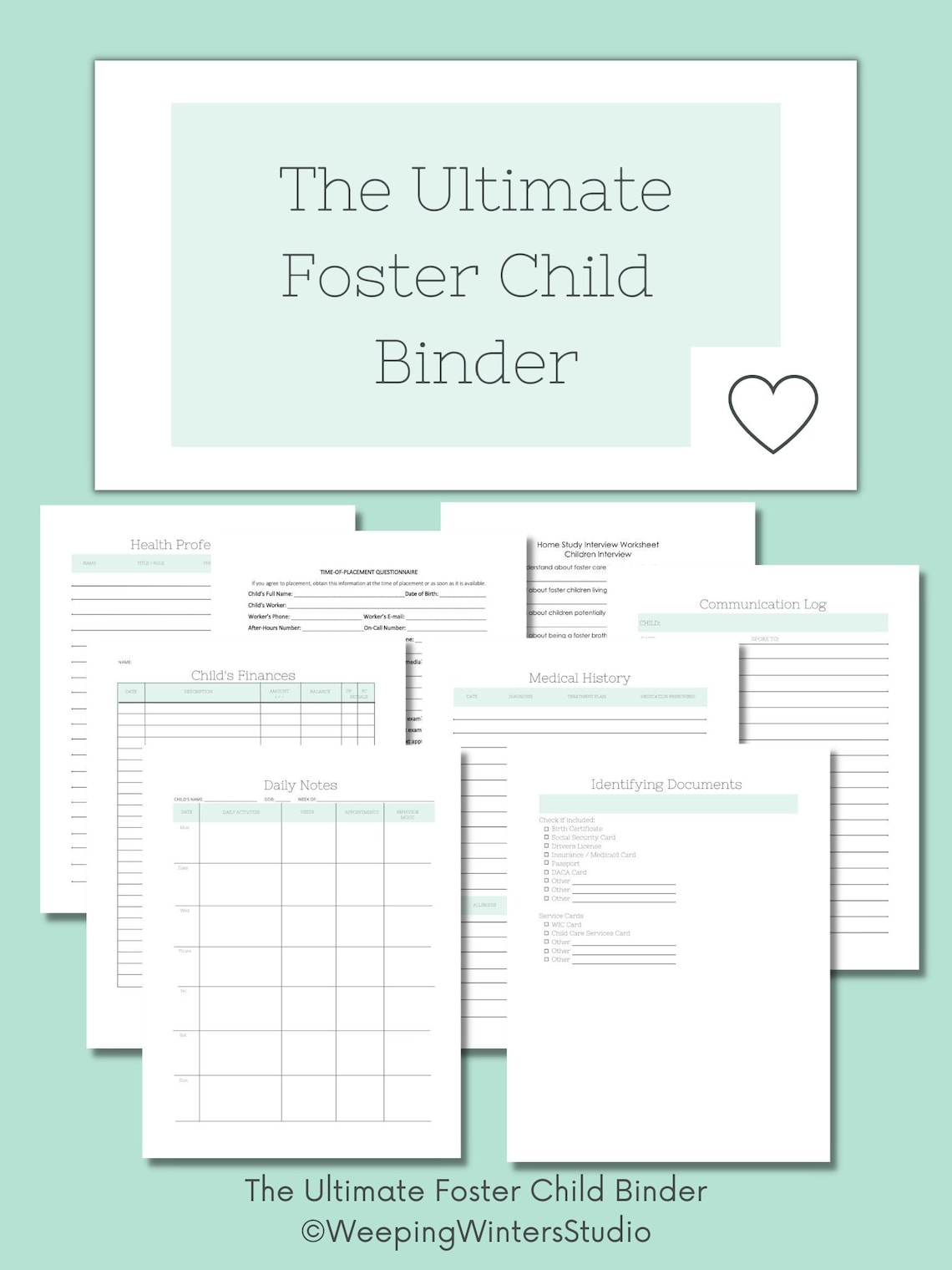 Foster Child Binder: Case Management Templates (18 Pages) - Etsy