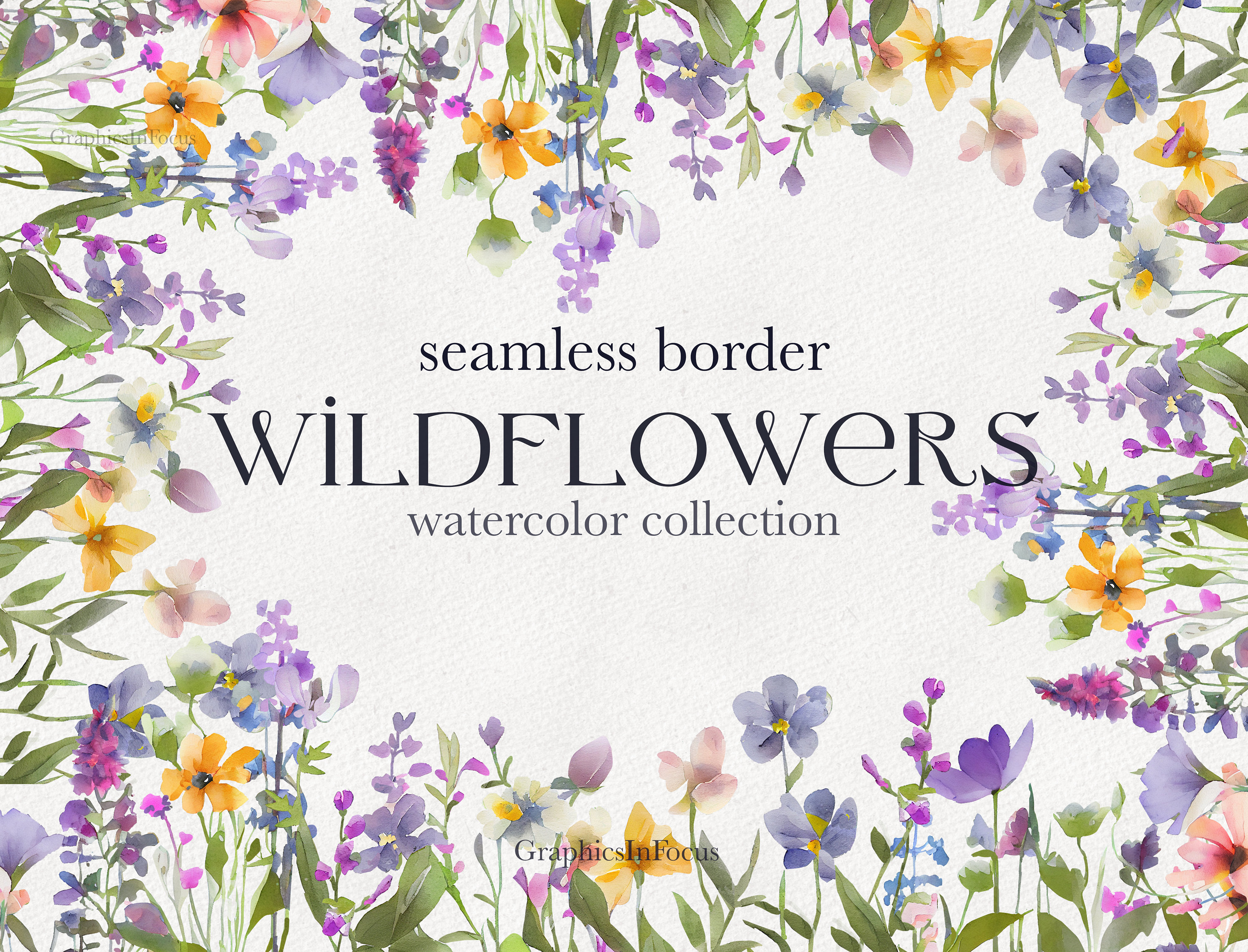 Wildflowers Border Seamless Border Watercolor Flowers - Etsy