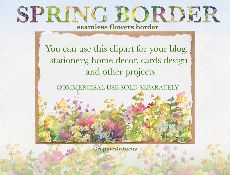 Spring Flowers Border Seamless Border Watercolor Flowers - Etsy