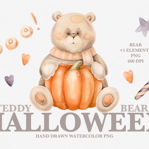 Halloween Clipart , Bear Watercolor , Hand Drawing, Teddy Bear Clipart ...