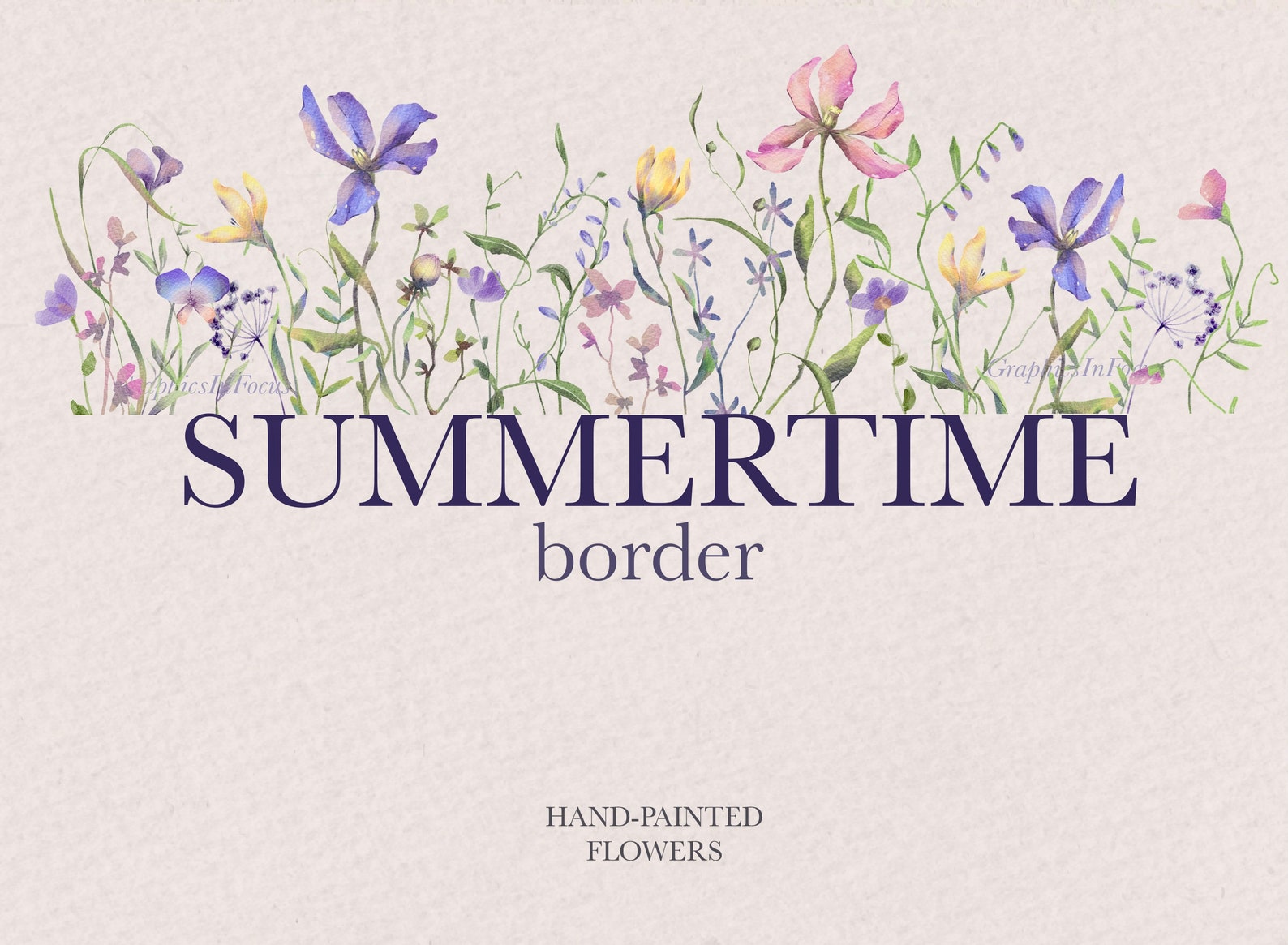 Wildflowers Border, Watercolor Clipart , Summer Flowers Png, Hand ...