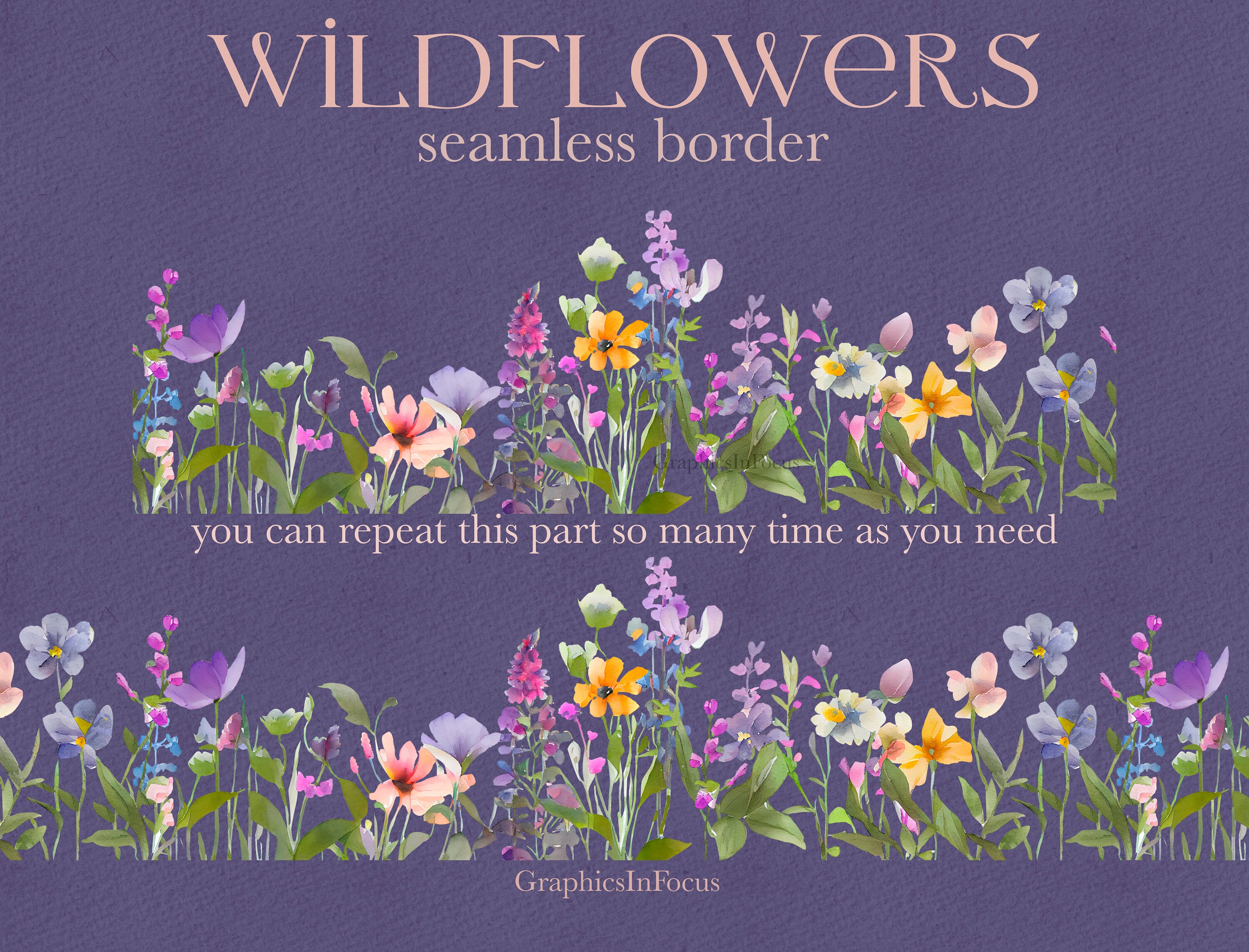 Wildflowers Border Seamless Border Watercolor Flowers - Etsy
