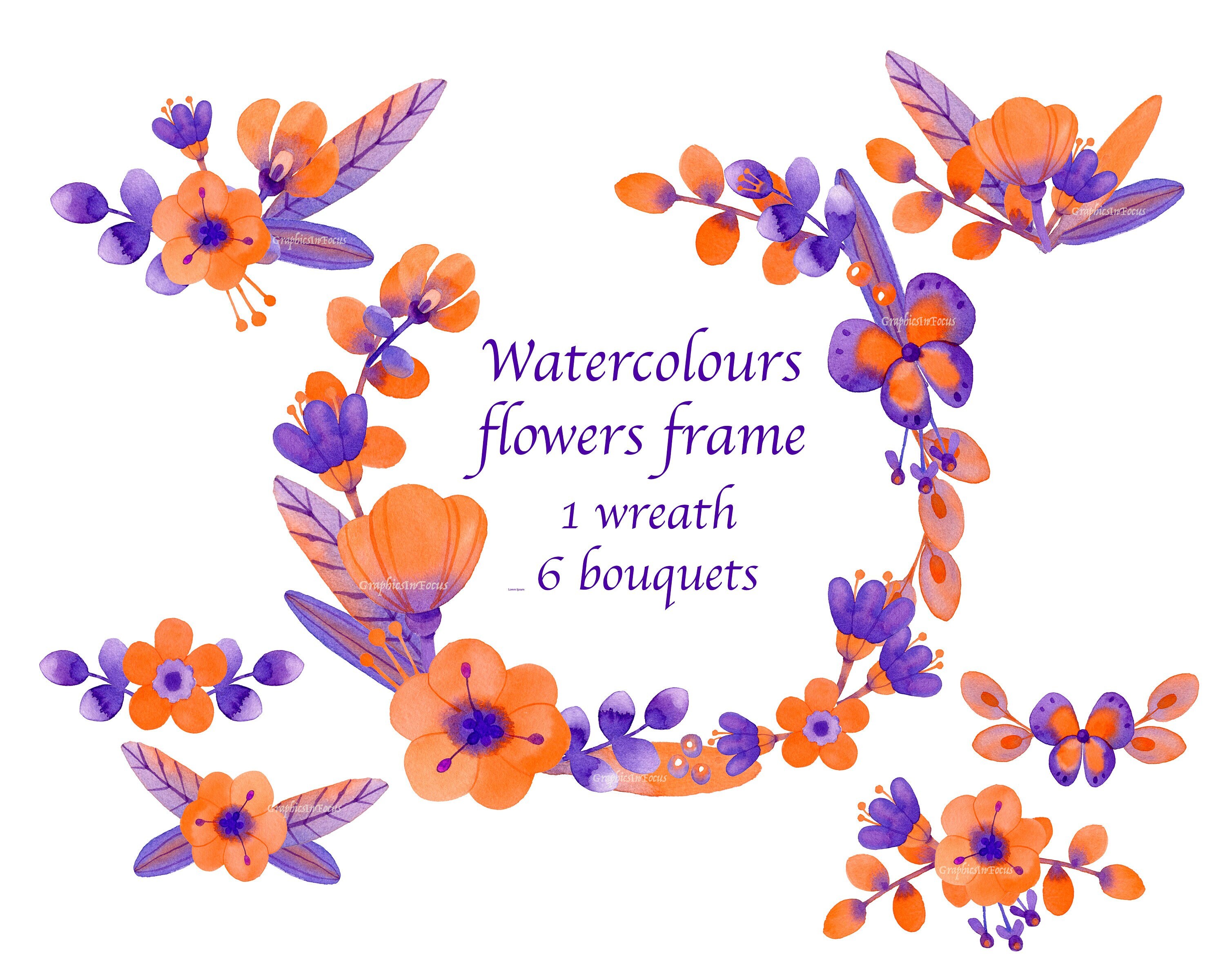 Watercolor Frame Clipart Flowers Clipart Watercolor - Etsy