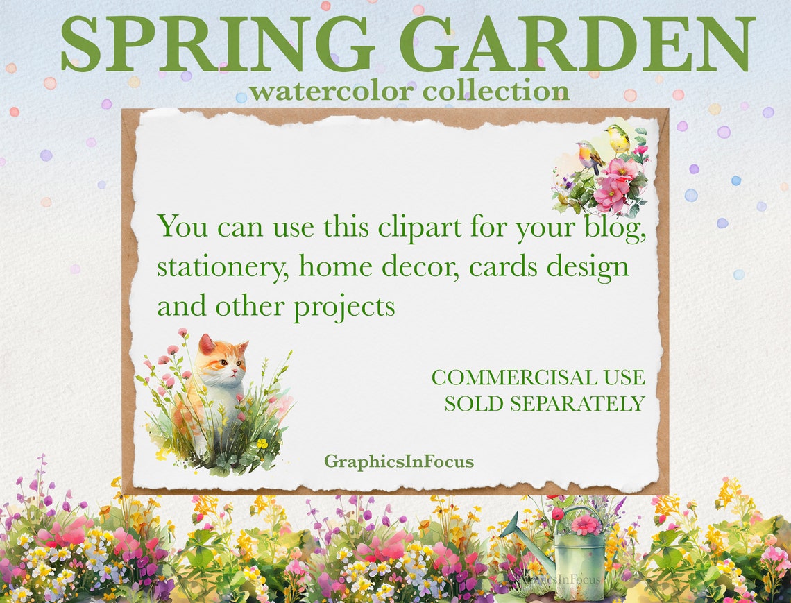Spring Garden Watercolor Clipart Village Clipart Spring - Etsy