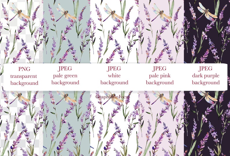 Lavender Seamless Pattern , Watercolor Lavender Clipart, Flowers ...