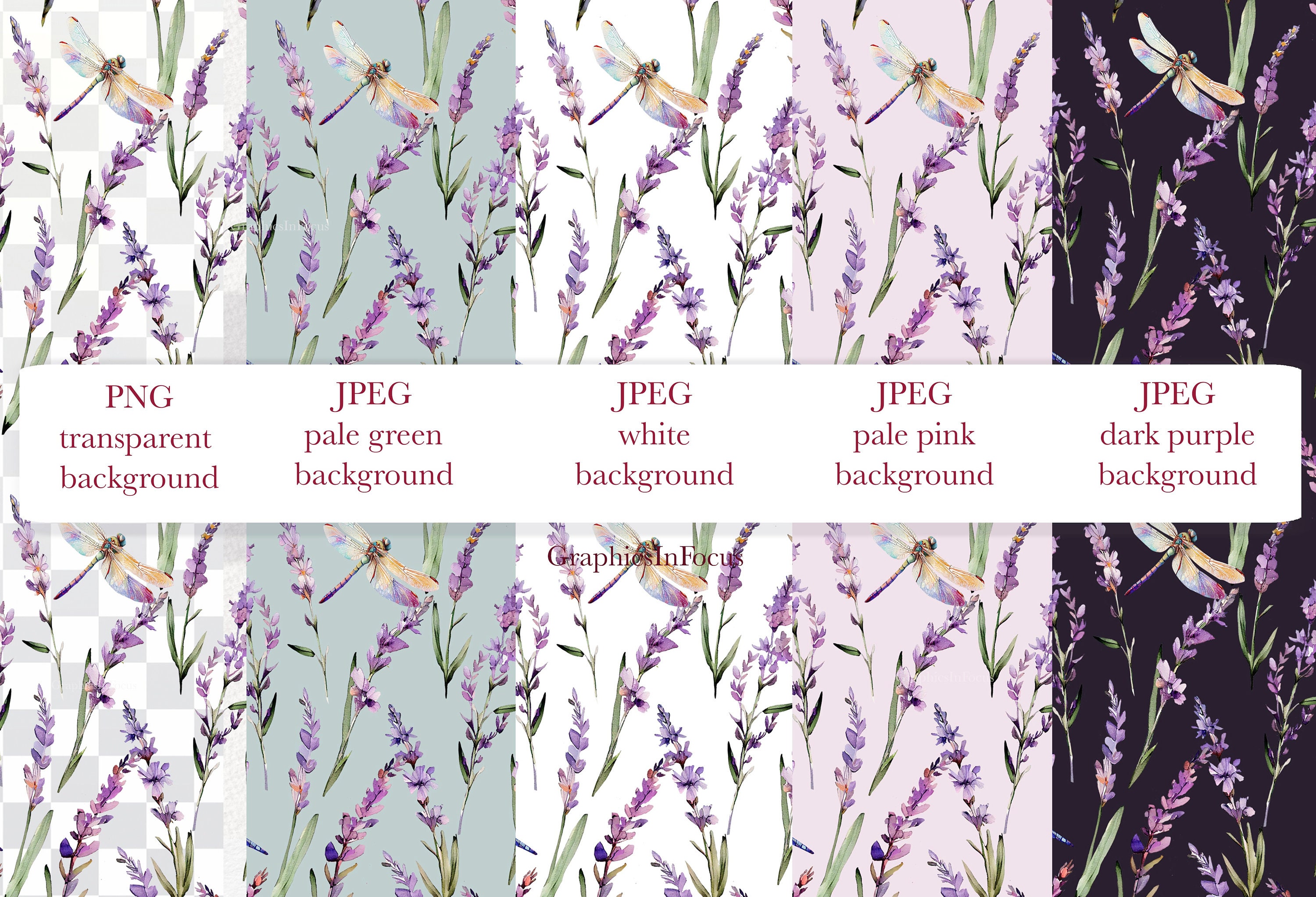Lavender Seamless Pattern , Watercolor Lavender Clipart, Flowers ...