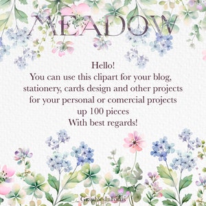Meadow Flowers Clipart , Wildflowers Border , Watercolor Flowers ...
