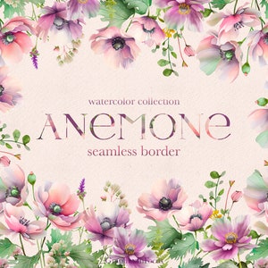 Pink Flowers Border , Spring Border , Seamless Border , Watercolor ...