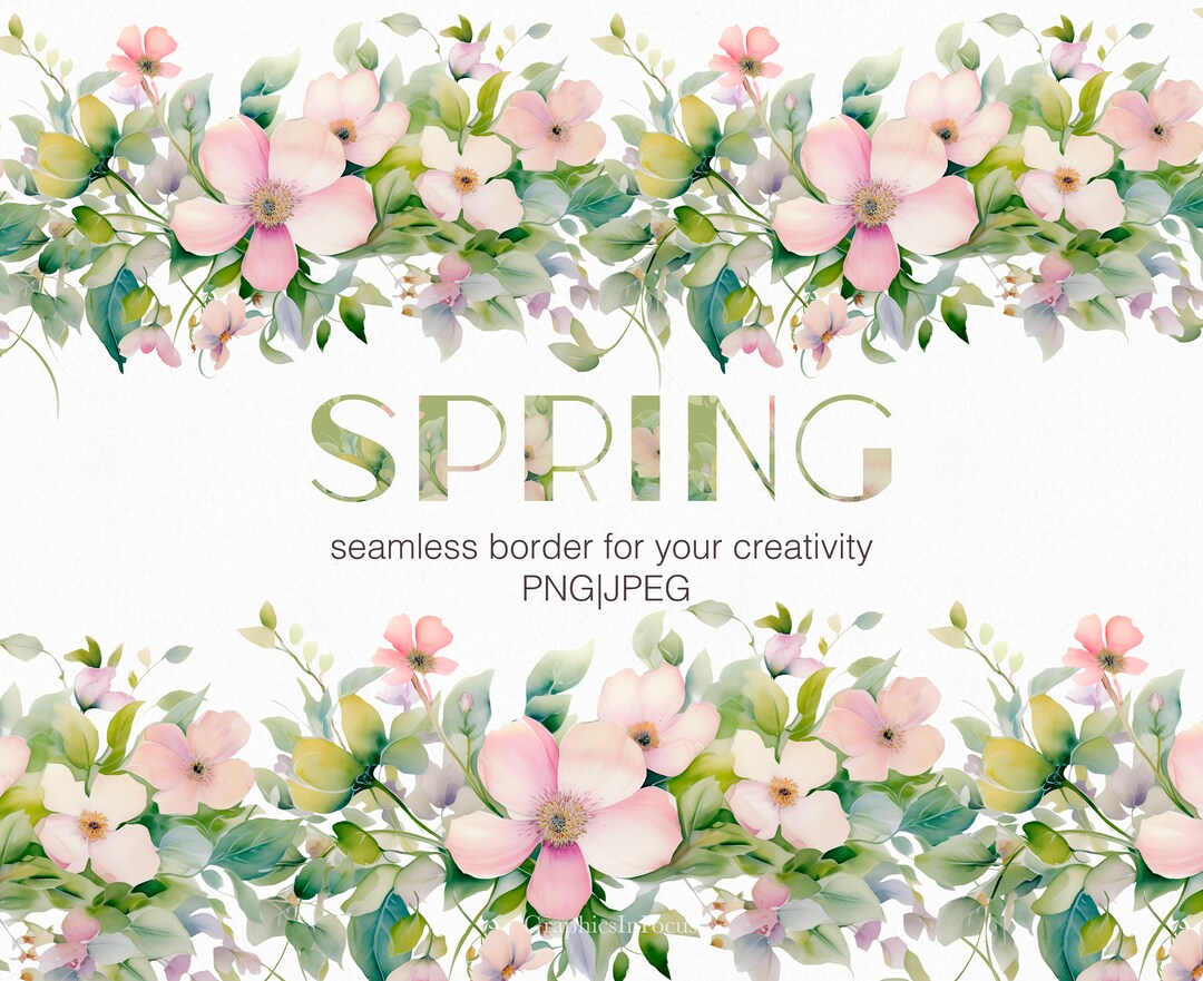 Spring Flowers Seamless Border , Flowers Clipart , High Quality PNG ...