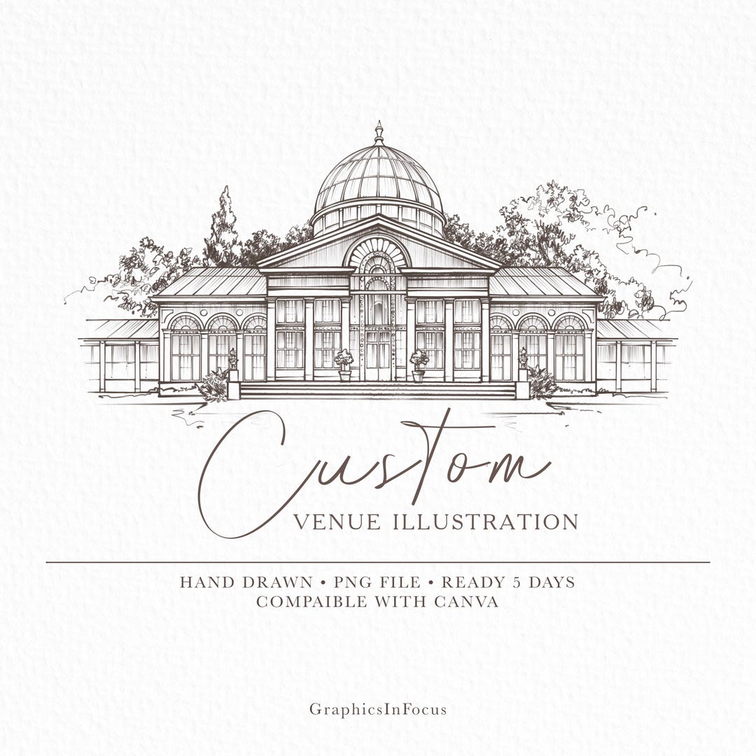 Custom Wedding Venue Illustration , Individual Drawing From the Photo ...