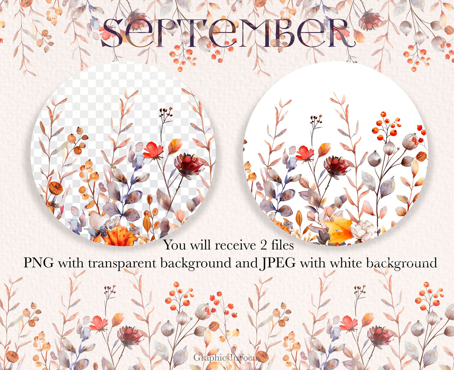 Fall Wildflower Watercolor Border Clipart (digital Download) - Etsy