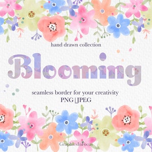 Flowers Seamless Border , Flowers Clipart , Hand Drawn Collection ...