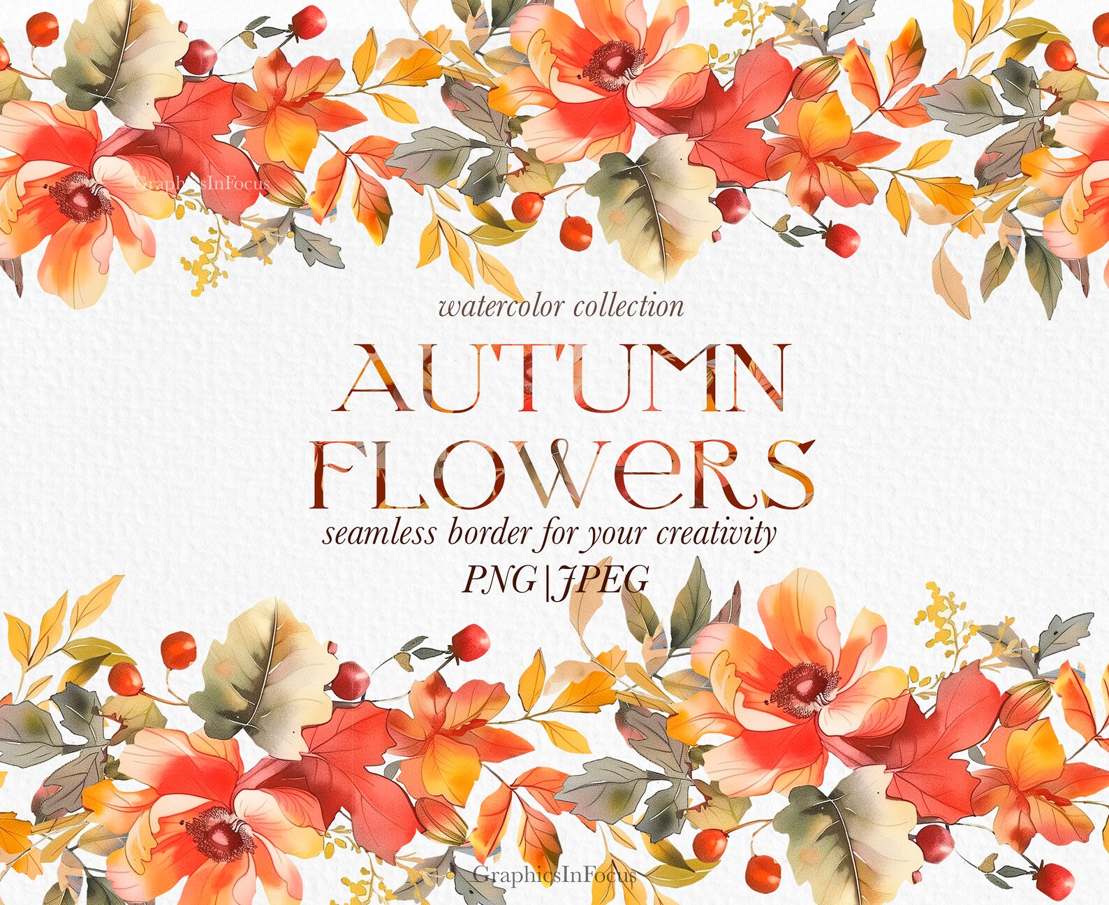 Flowers Seamless Border , Fall Clipart , Autumn Clipart , High Quality ...