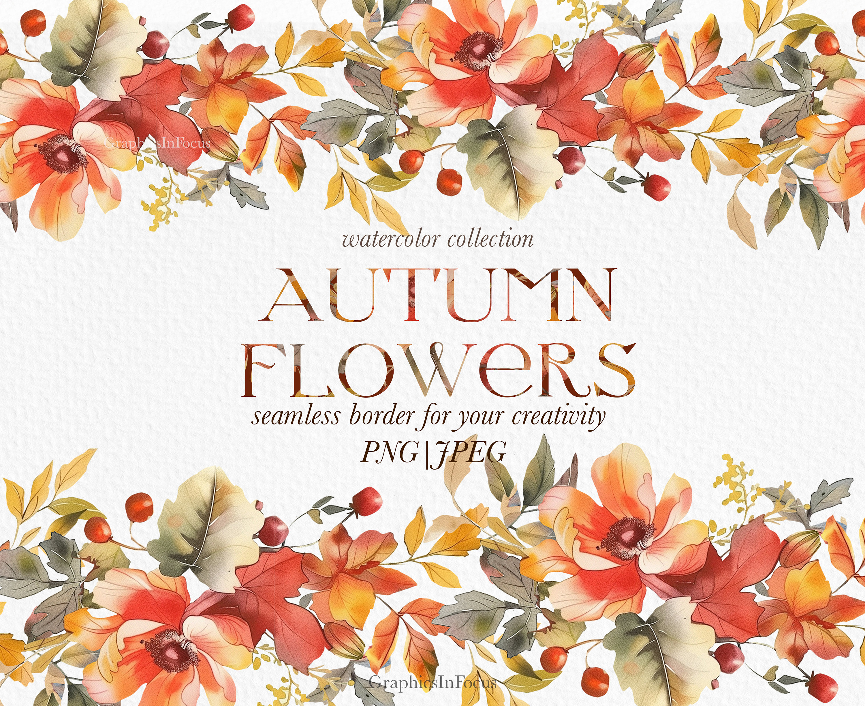 Flowers Seamless Border , Fall Clipart , Autumn Clipart , High Quality ...