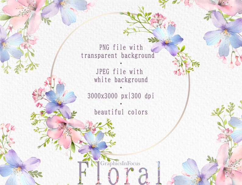 Wildflowers Clipart Meadow Flowers Frame Watercolor - Etsy