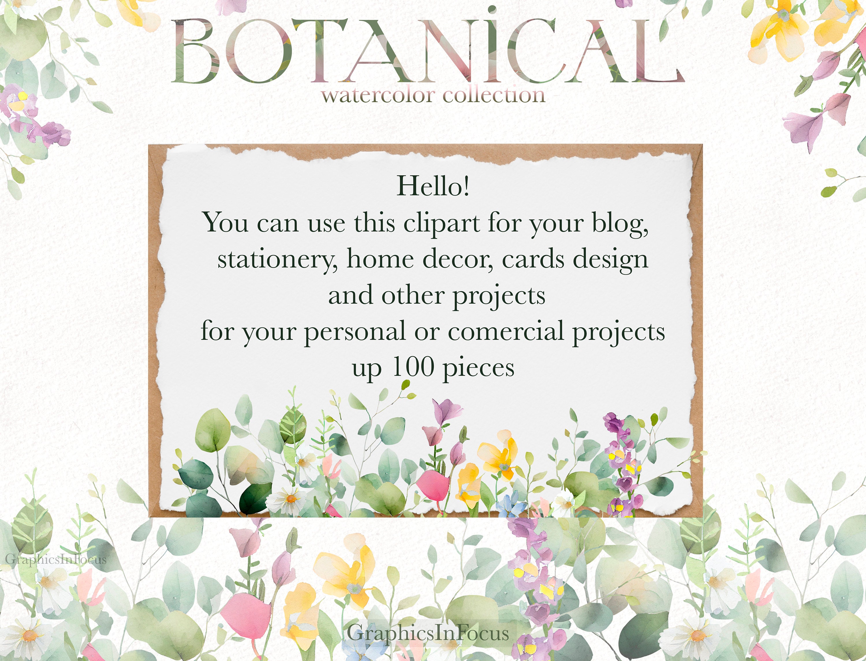 Botanical Flowers Border Seamless Border Watercolor Plants - Etsy