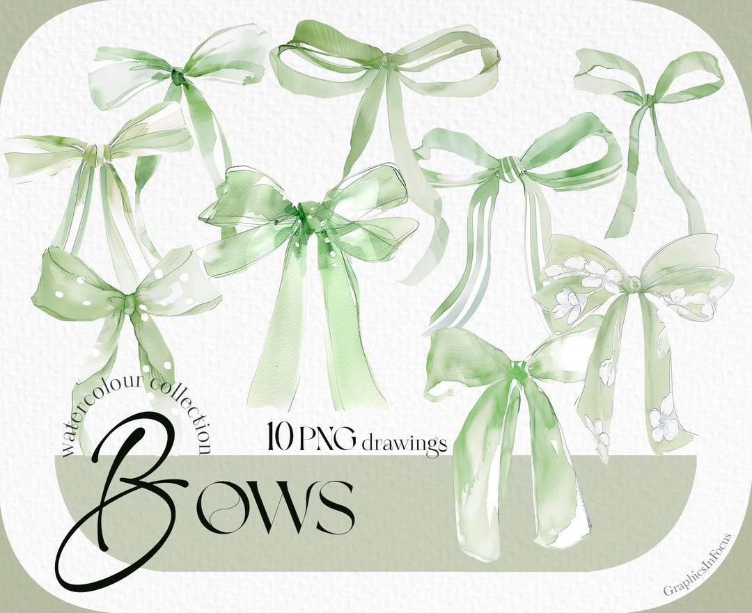 Watercolor Bows, Green, Party Clipart, for Card , Commercial Using up ...