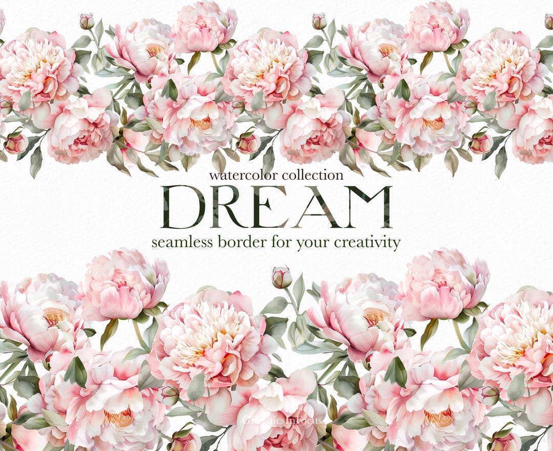 Peonies Seamless Border , Amazing Peony Clipart , Flowers Clipart ...