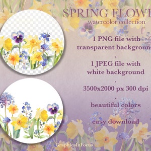 Spring Flowers Border , Flowers Clipart , Watercolor Clipart , Daffodil ...