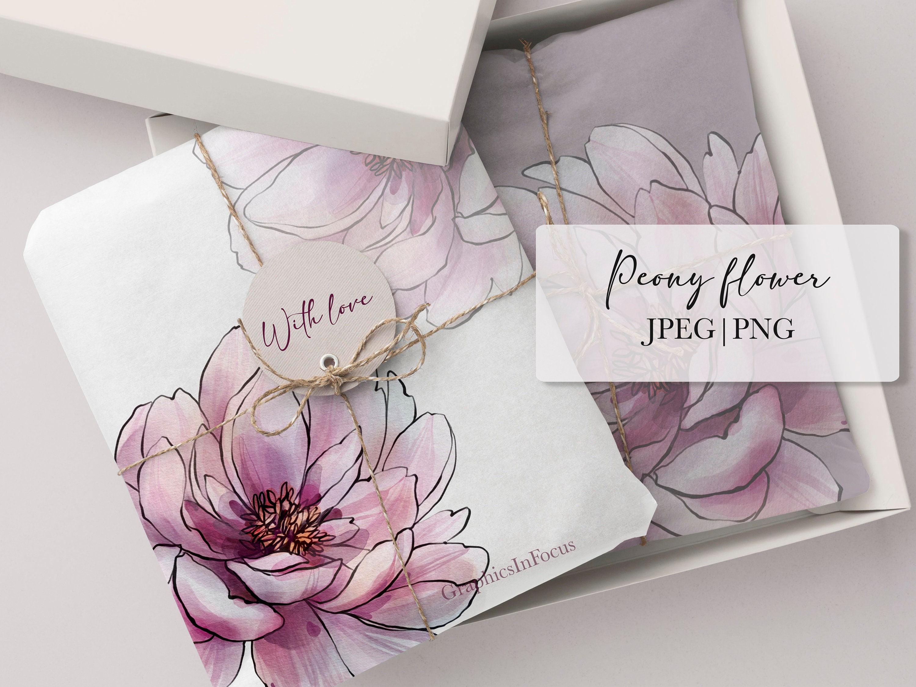 Peony Flower Watercolor Clipart Peonies Element Floral - Etsy