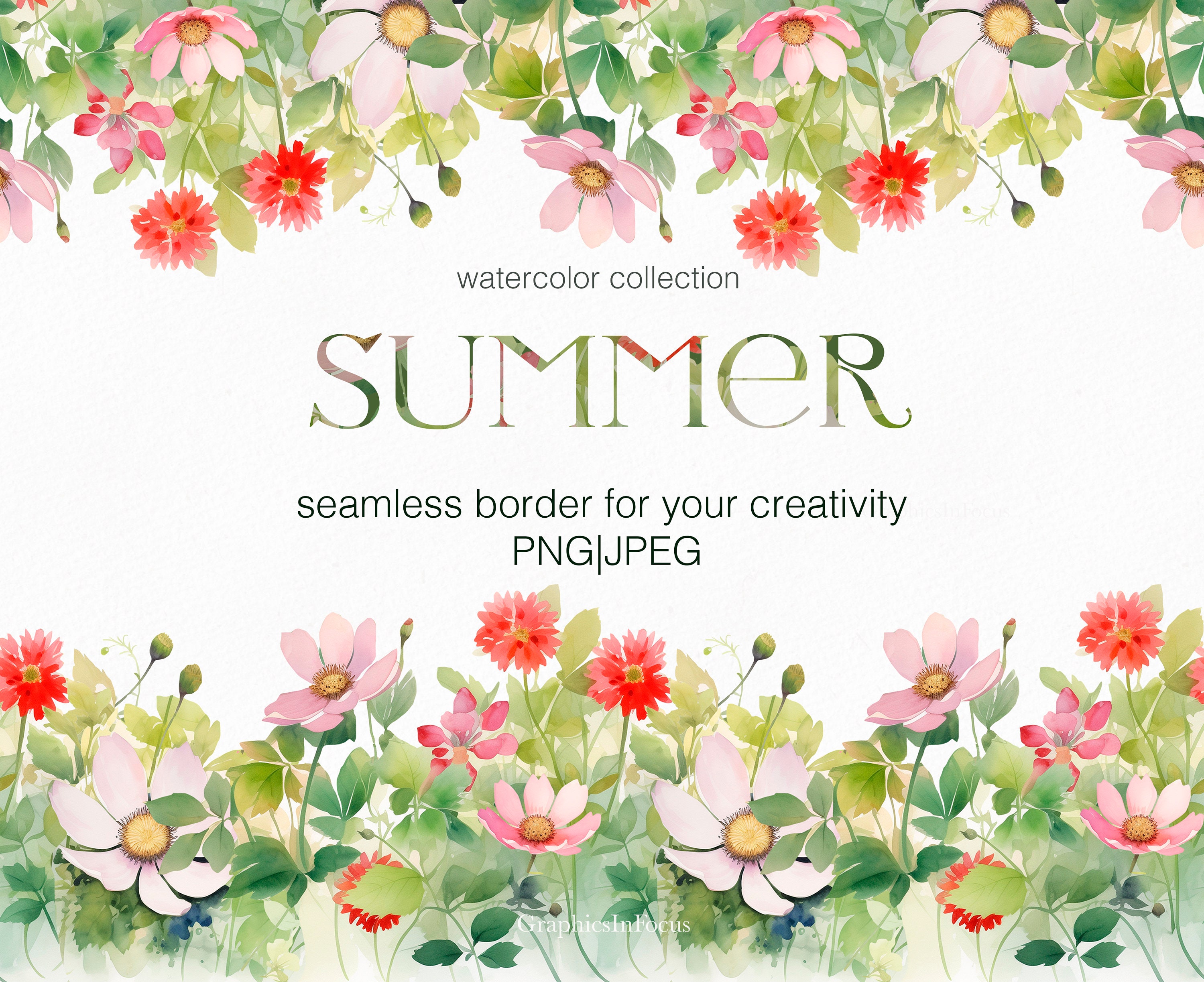 Flowers Seamless Border , Watercolor Collection , Flowers Clipart ...