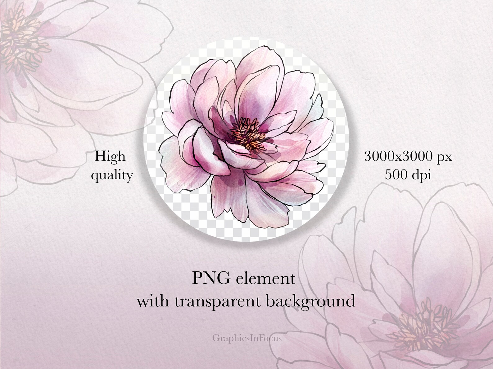 Peony Flower Watercolor Clipart Peonies Element Floral - Etsy