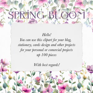 Spring Flowers Watercolor Border: Seamless Floral Clipart (PNG, JPEG ...