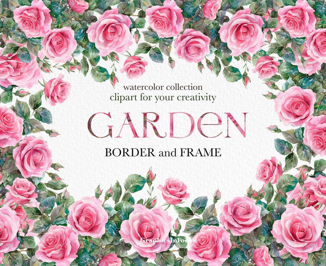 Roses Clipart , Frame and Seamless Border , Watercolor Collection ...