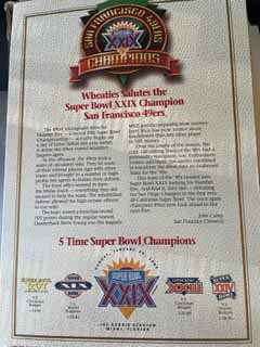 San Francisco 49ers Wheaties Box Cover XXIX Superbowl Champs - Etsy