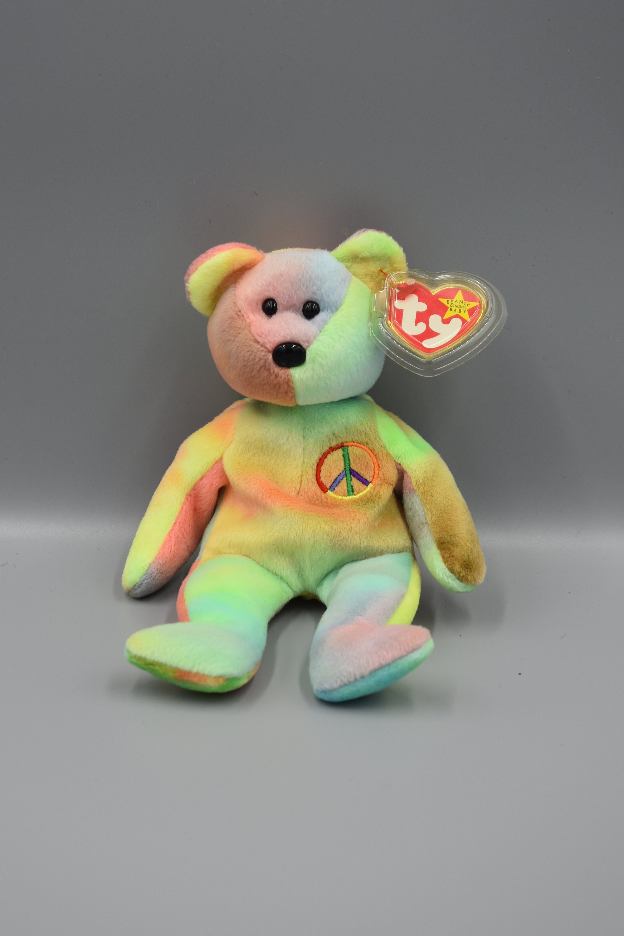 Ty Beanie Baby Peace Bear, Retired 1996 Vintage, Authenticated and Rare ...