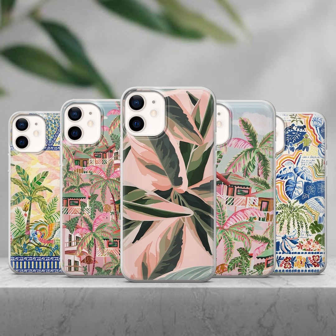 Tropical Landscape Phone Case Folk Botanical Cover for iPhone 15, 14 ...