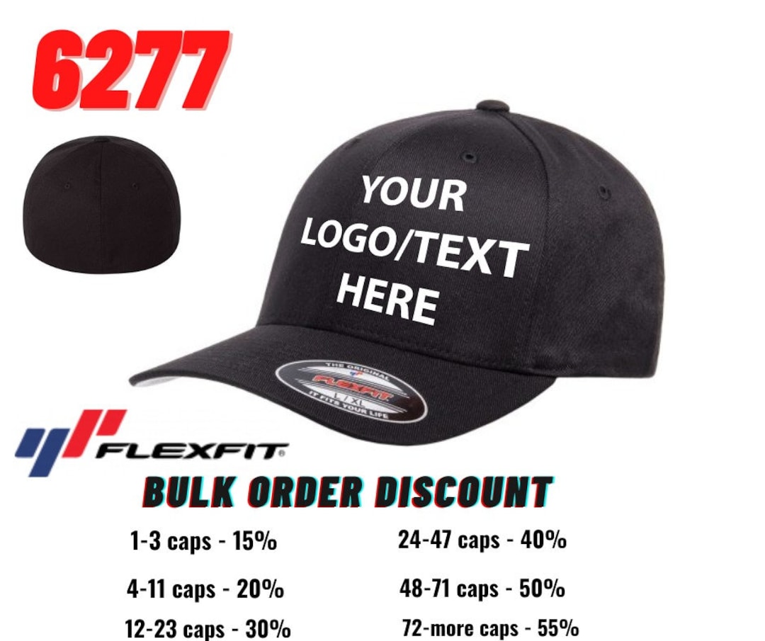 Embroidery Flexfit Hat, 6277 Flexfit Cotton Blend, Customized ...