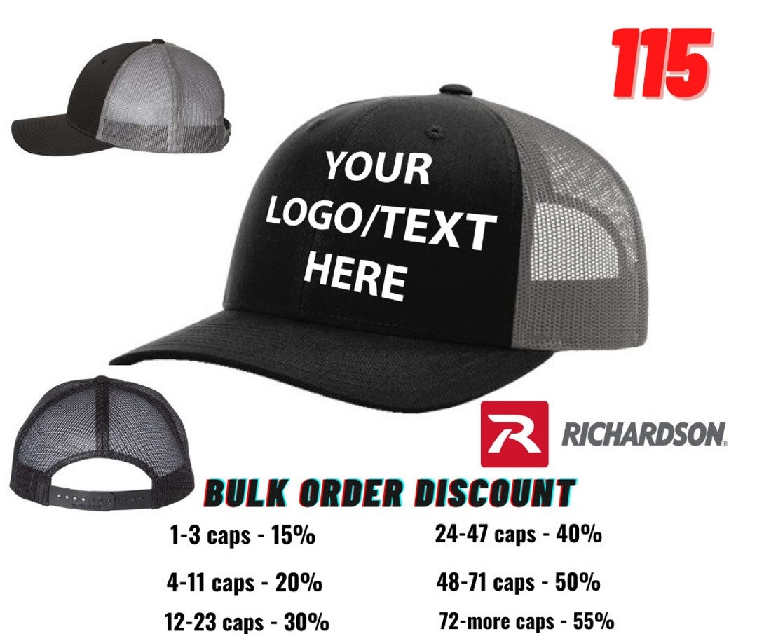 Custom Made Caps, 115 Richardson Low Pro Trucker, Embroidery on Richardson Trucker Hat, Snapback ...
