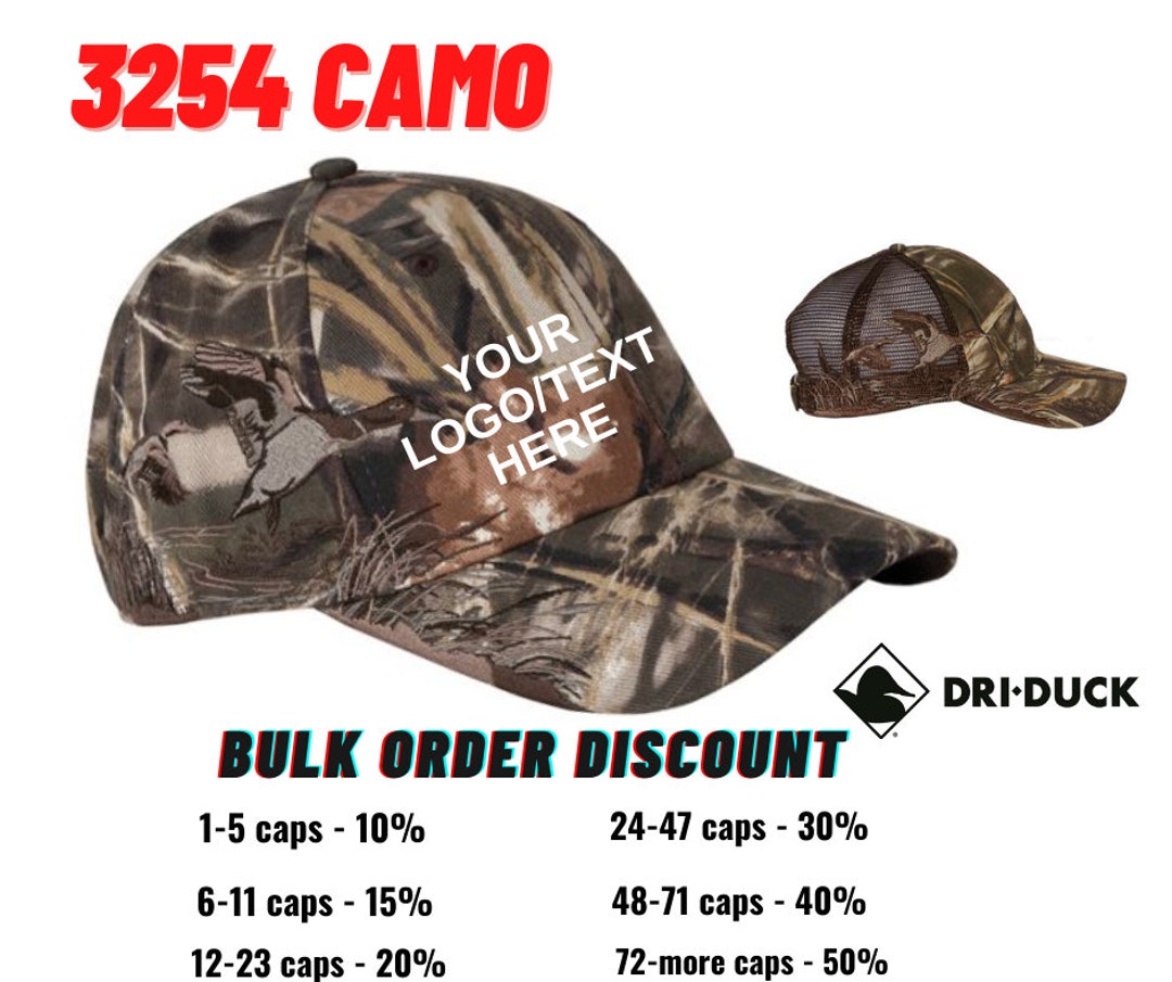 Custom Embroidered Camo Hat: Wildlife Series, Dri Duck Cap - Etsy
