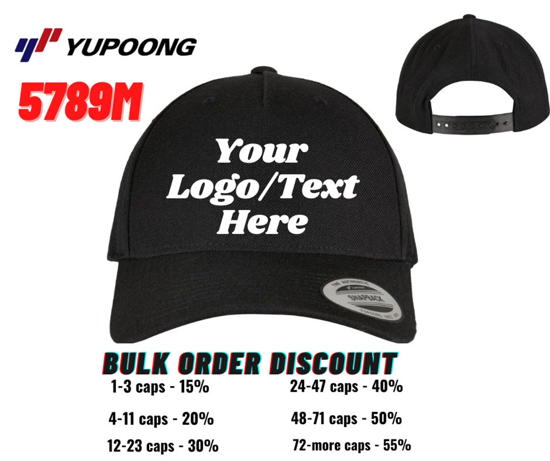 Custom Made Premium Five Panel Hat, Custom Embroidered YP Classics Hat ...