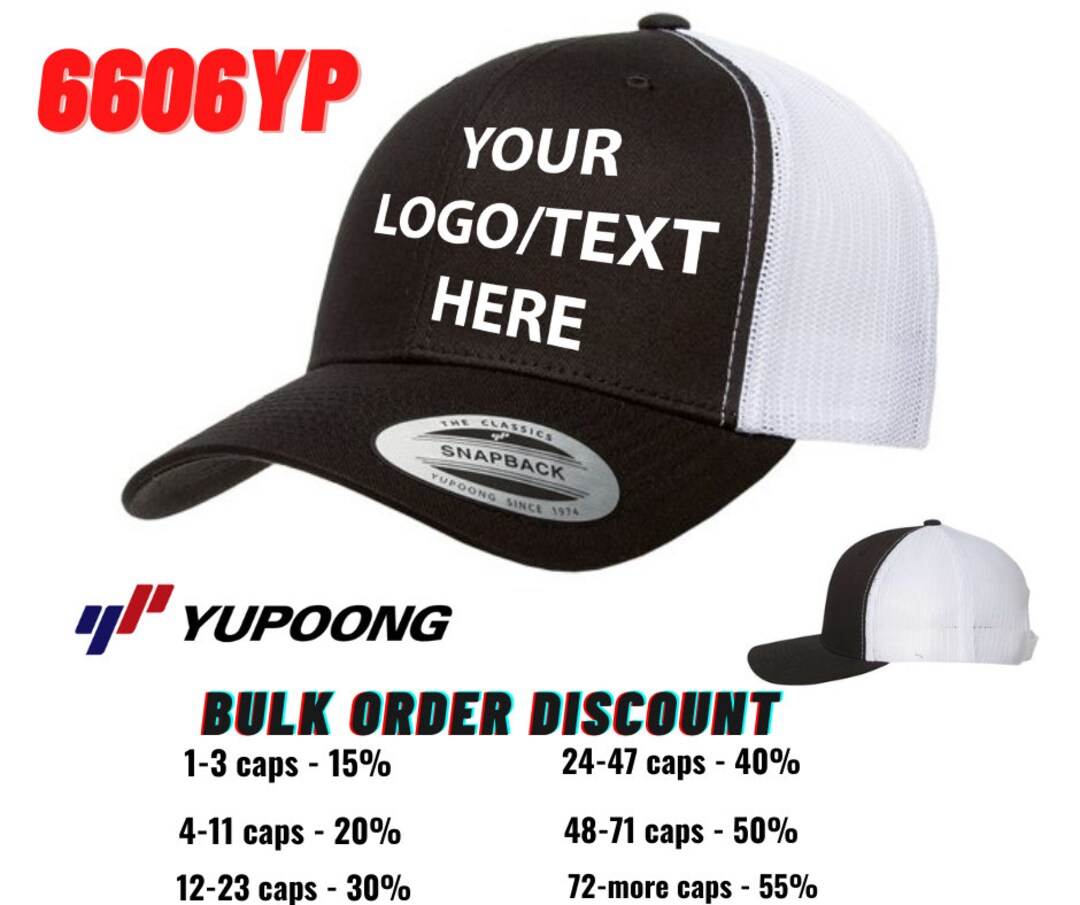 Custom Embroidery, Yupoong 6606, Retro Trucker Hat, Trucker Cap With ...