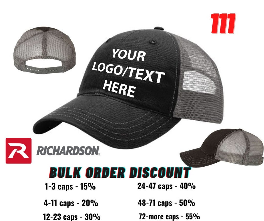 Custom Embroidered Richardson 111 Trucker Hat: Garment Washed Snapback ...