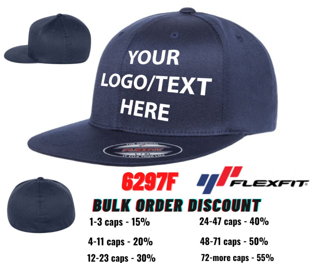 Custom Embroidered Flexfit Hat: Flatbill Baseball Cap - Etsy