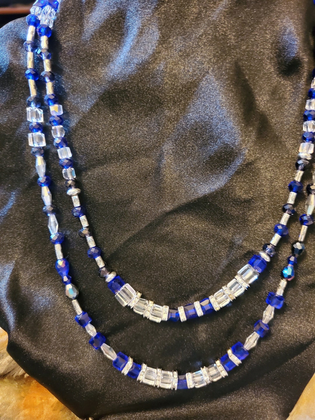 Cobalt Blue Crystals With Clear Crystals - Etsy