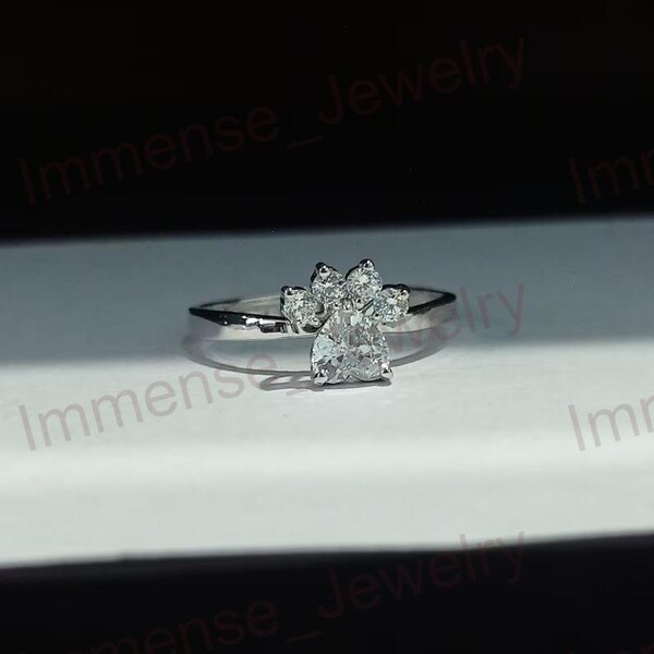 Paw Print Ring Diamond - Etsy