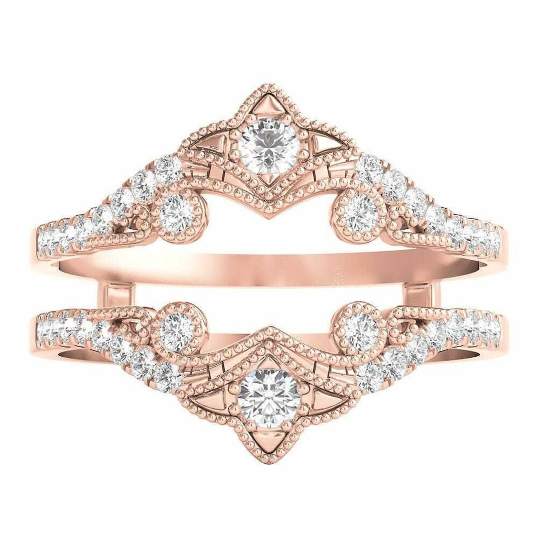 Enhancer Ring Set, 2.00carat Round Cut Diamond 14k Rose Gold Finish ...