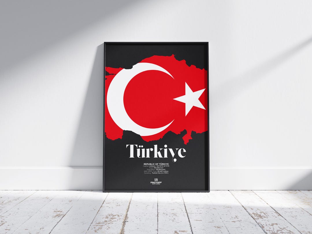 Turkey Country Poster – Turkish Flag Map Print, Türkiye Wall Art ...
