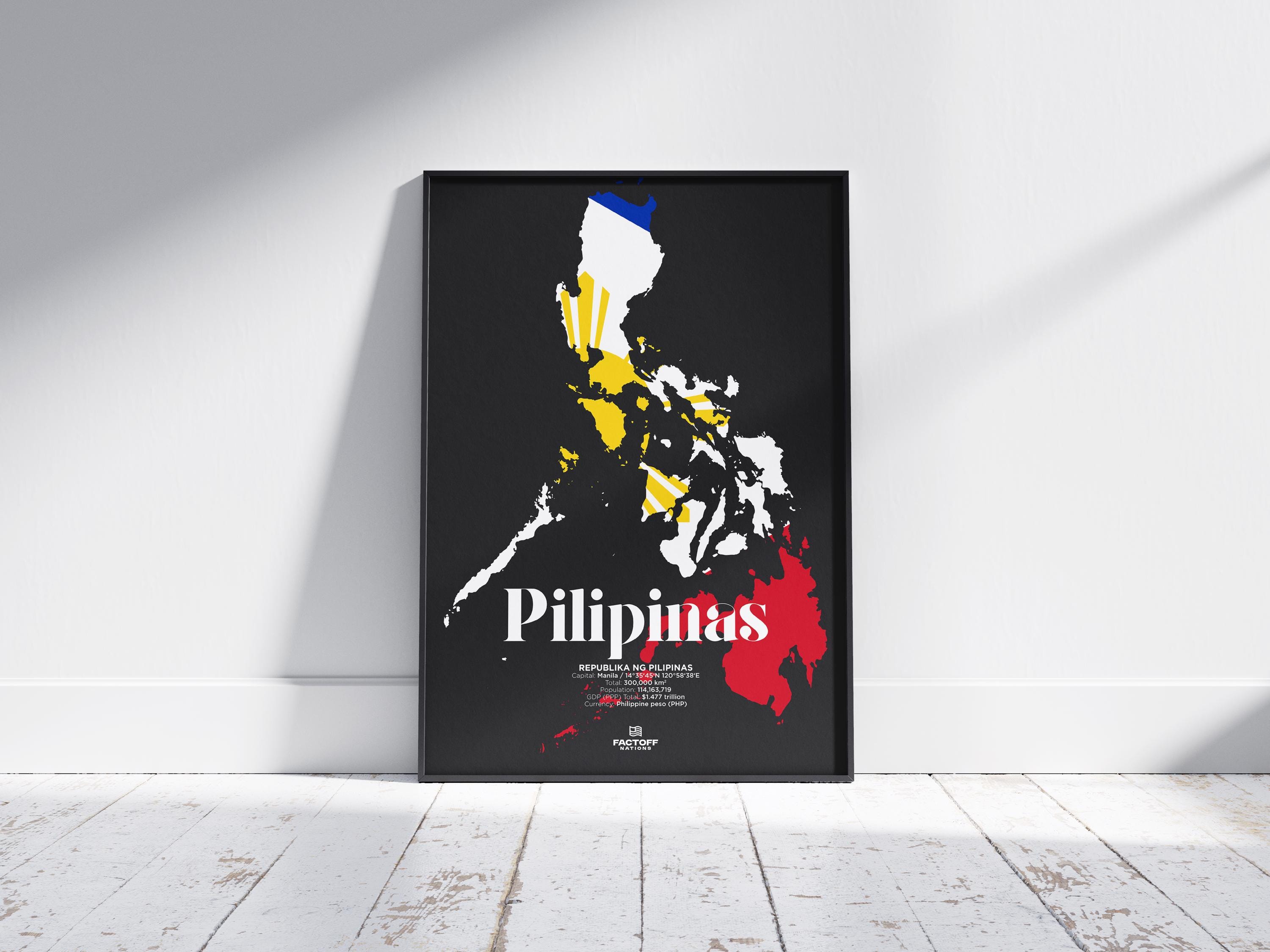 Philippines Country Poster – Filipino Flag Map Print, Pilipinas Wall ...