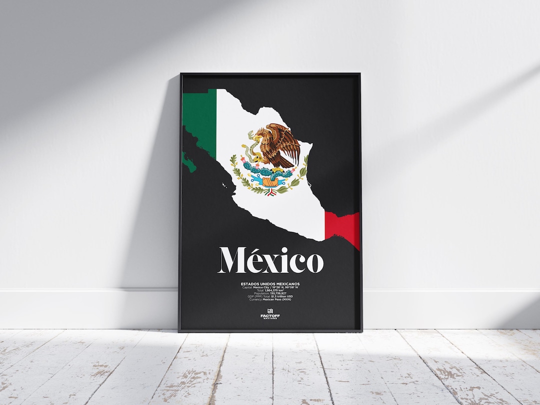 Mexico Country Poster – Mexican Flag Map Print, México Wall Art ...