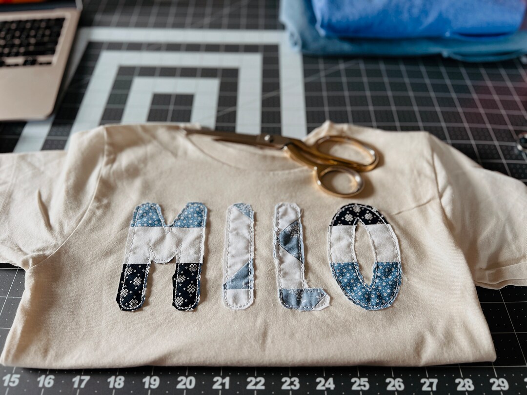 Quilted Letter Tshirt Vintage Letter Tshirt for Kids Quilted Name Shirt ...